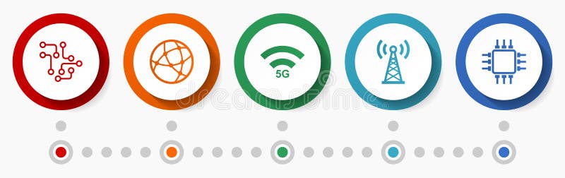 Technology Vector Icon Set, Mobility Concept Flat Design Buttons ...