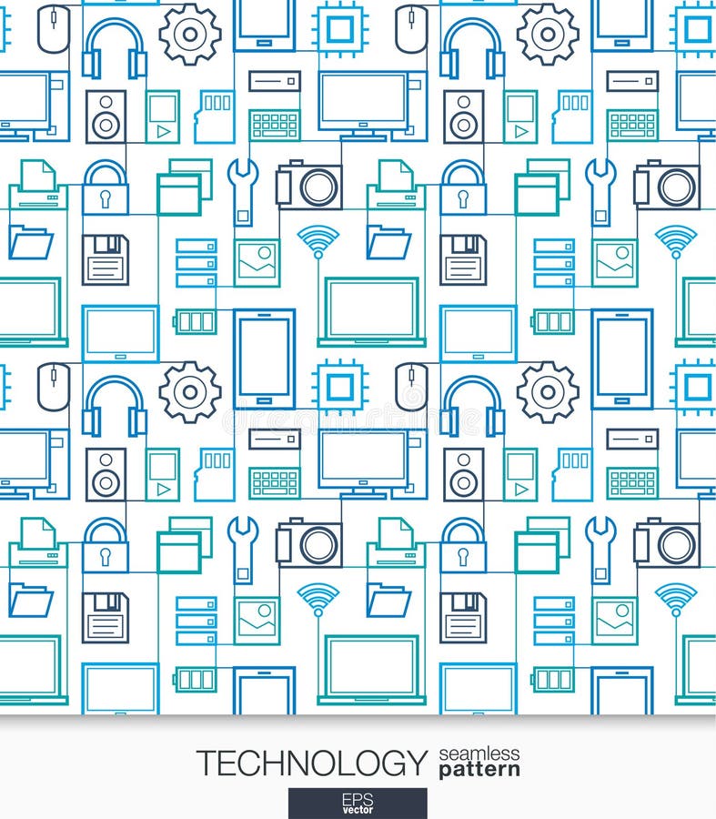 Technology Wallpaper. Digital Seamless Pattern Stock Vector ...