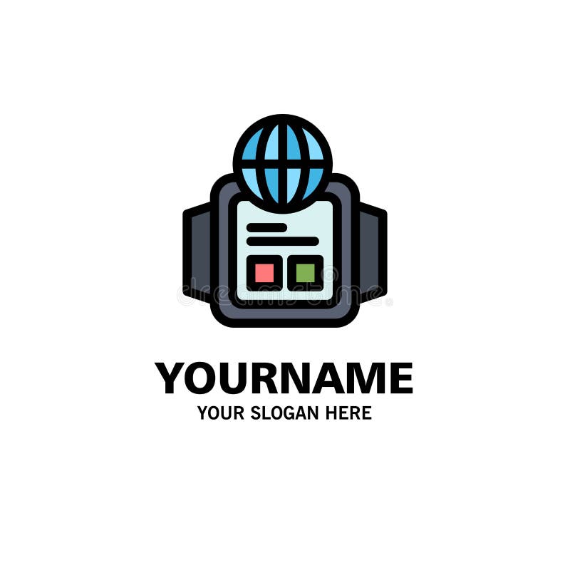 Technology, Watch, World Business Logo Template. Flat Color Stock ...