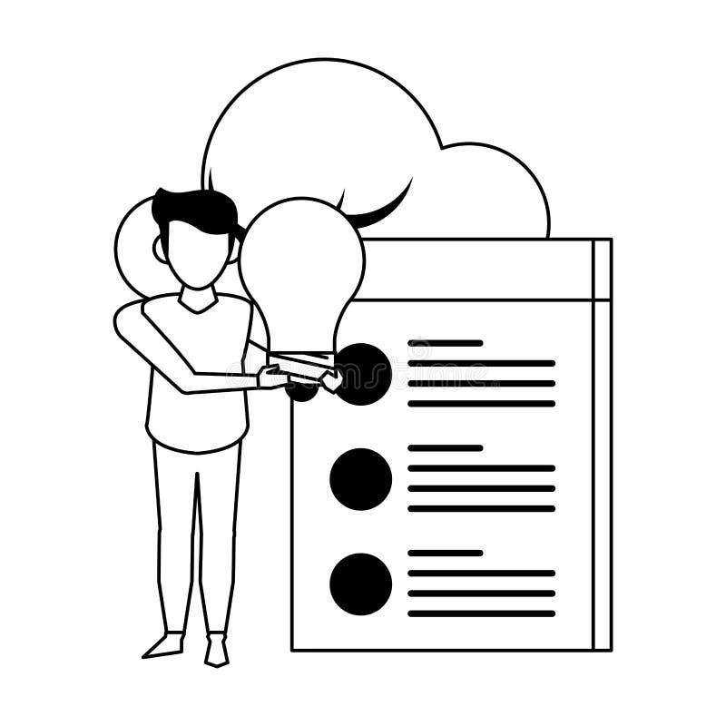 Technology Web Digital Hardware Cartoon in Black and White Stock Vector ...