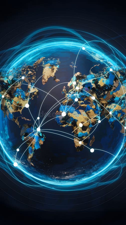 Technology Web Illustration Virtual Network Concept with Global ...