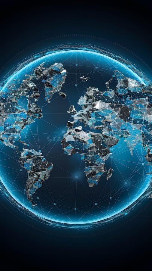 Technology Web Illustration Virtual Network Concept with Global ...