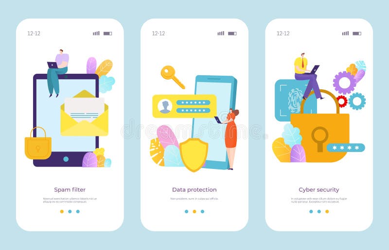 Technology Web Security Card, Personal Cyber Data Protection Spam Filter Website Template ...