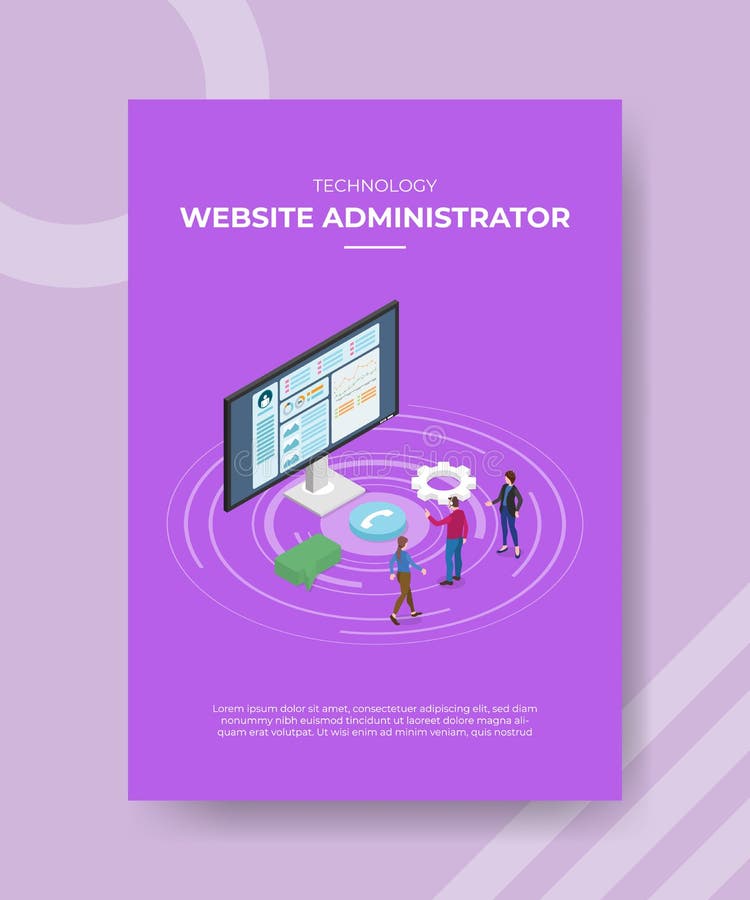 Technology Website Administrator People Standing Front Monitor Computer ...