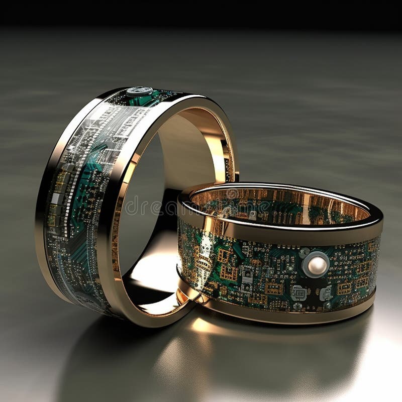 Technology Wedding Rings. Generative AI Stock Illustration ...