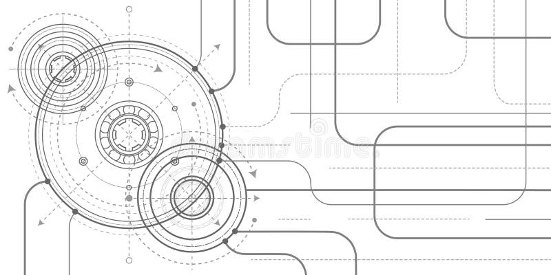 Technology White Background.Technical Drawing of Gears .Rotating ...