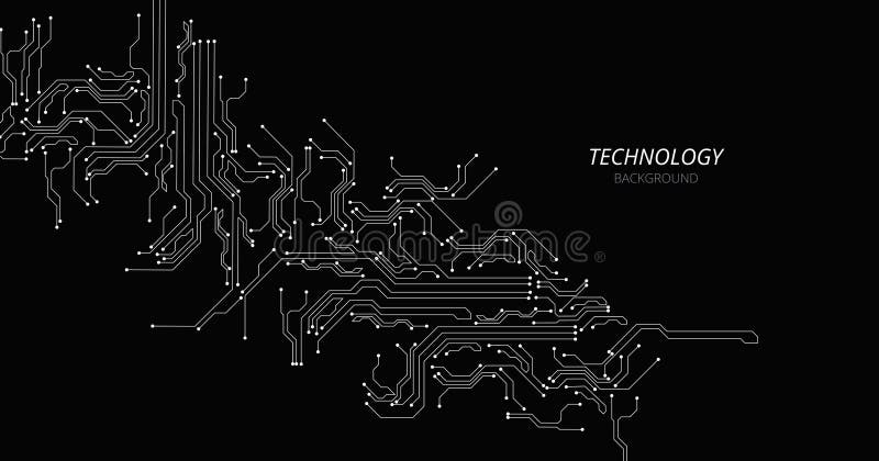 Technology White Circuit Diagram on Black Background Stock Vector ...