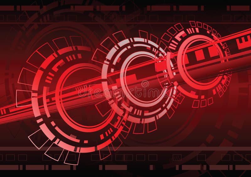 Technology in 3 White Red Circle Abstract Concept Stock Vector ...