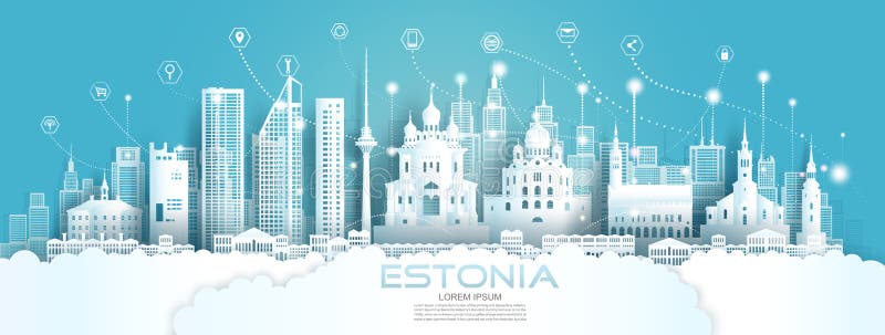 Technology Wireless Network Communication Smart City with Icon in ...