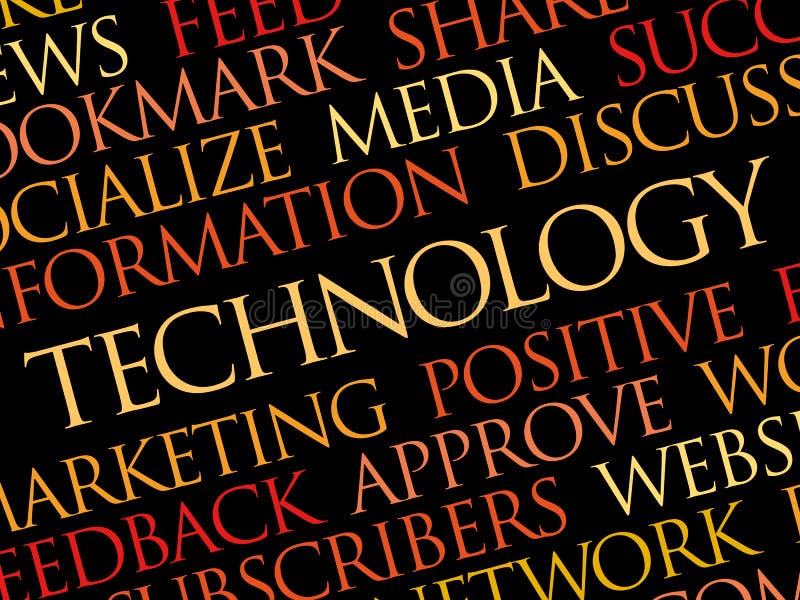 Technology Word Cloud Collage Stock Illustration - Illustration of ...