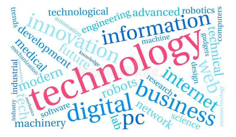 Technology Word Cloud stock vector. Illustration of industry - 100124555