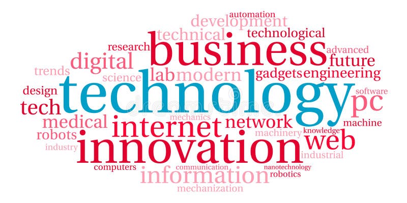 Technology Word Cloud stock vector. Illustration of industry - 100124555