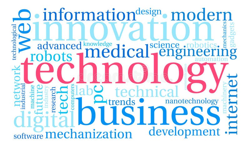 Technology Word Cloud stock vector. Illustration of industry - 100124555