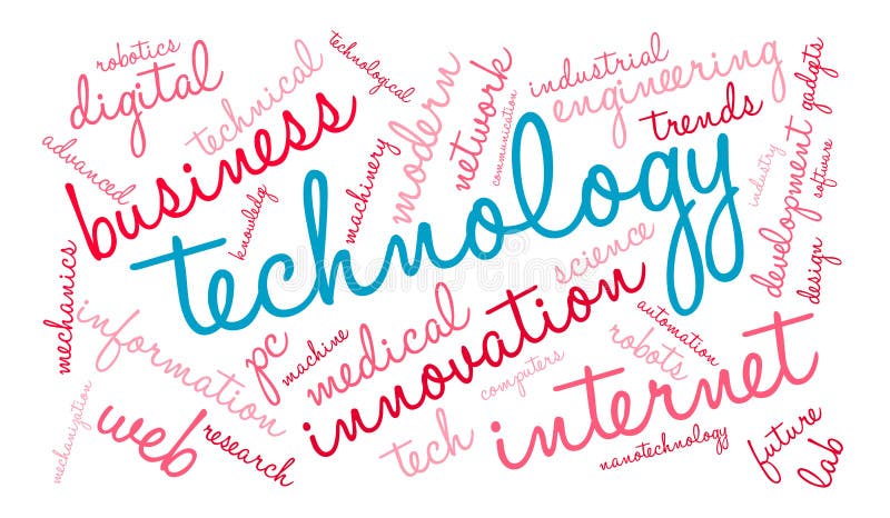Technology Word Cloud stock vector. Illustration of industry - 100124555