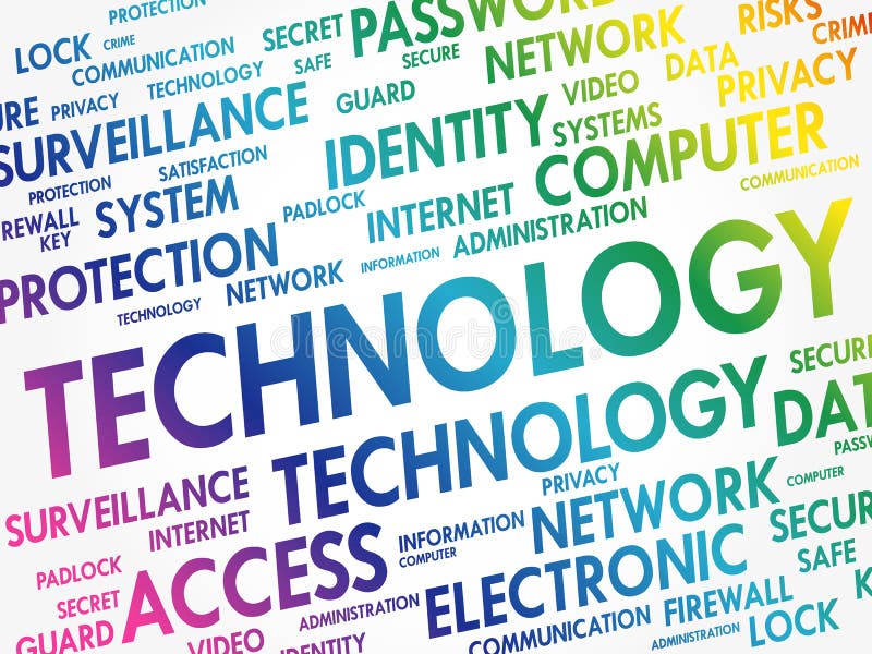 Technology words stock illustration. Illustration of research - 108189983