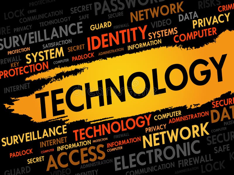 Technology words stock illustration. Illustration of research - 108189983