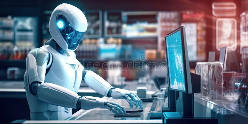 Technology at Work Humanoid AI Cashier Enhancing Retail Experience ...