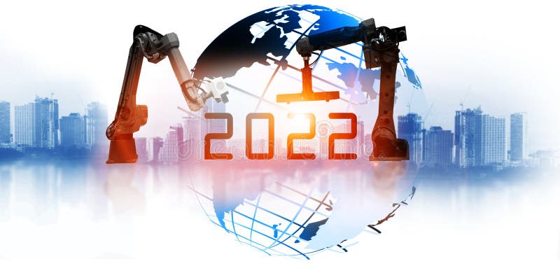 Technology 2022 with the World and Machine . Stock Image - Image of ...