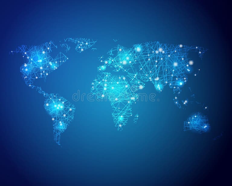 Technology world map stock vector. Illustration of countries - 55993288