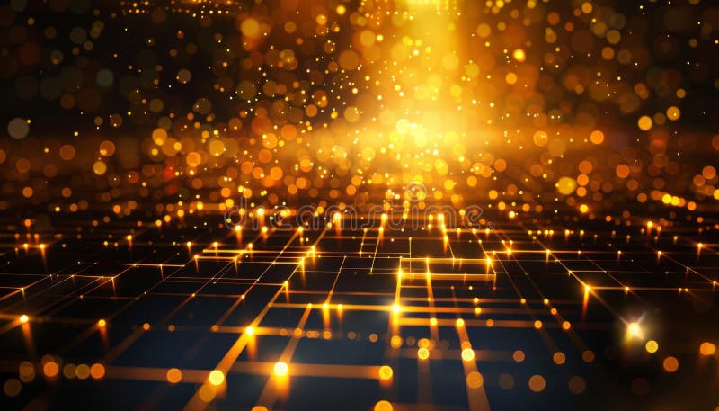 Technology Yellow Background with Cubes. Digital Abstract Futuristic ...