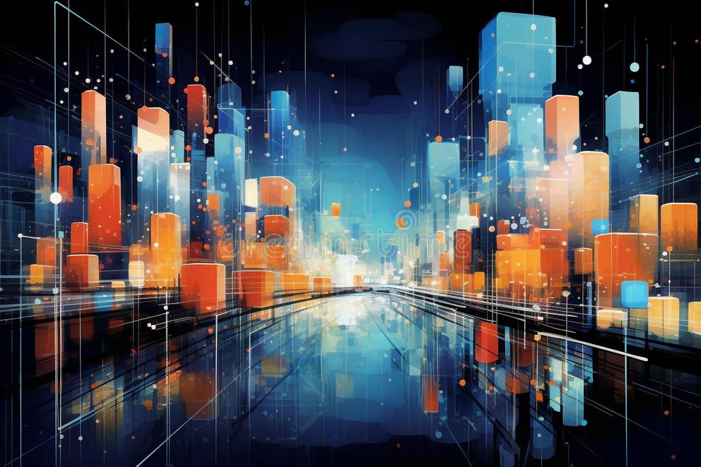 TechnoScape: Abstract Network of Communication Stock Illustration ...