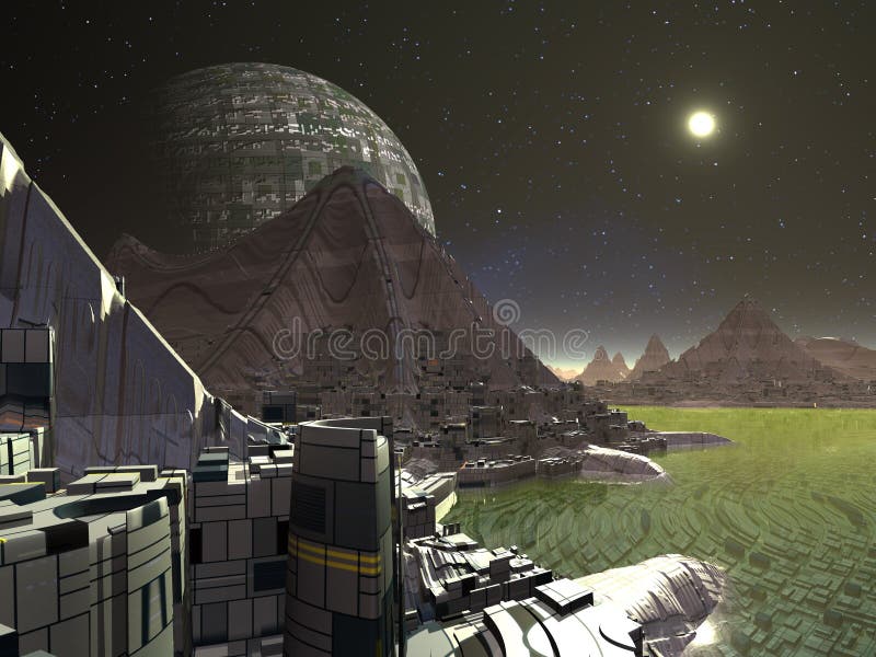 Technovia Prime from the Watchtower Stock Illustration - Illustration ...