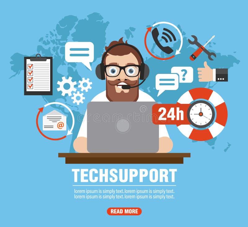Techsupport Concept. Operator Call Center, Customer Service Modern ...