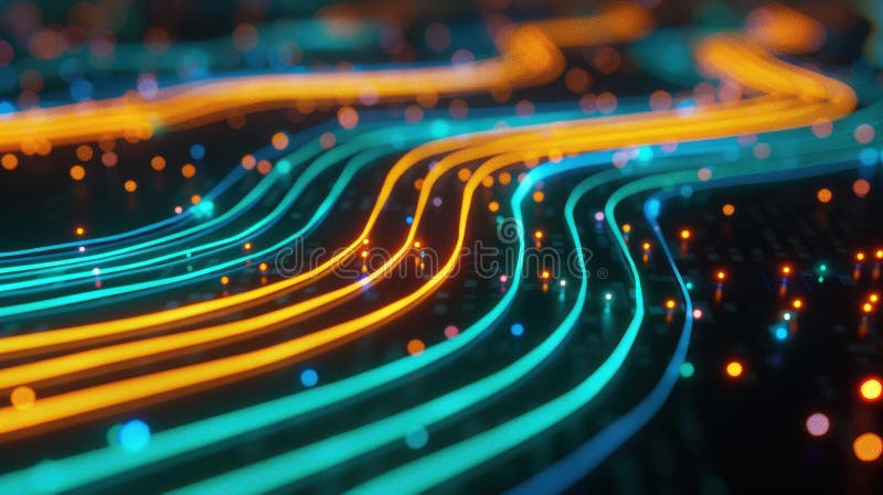 Techthemed Abstract Background With Ai And Big Data Visualizations In 3d Rendering Stock