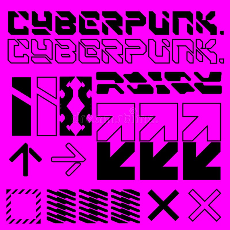 Cyberpunk Y2k 2000s Gaming Futuristic Icon Pattern Set Collection ...