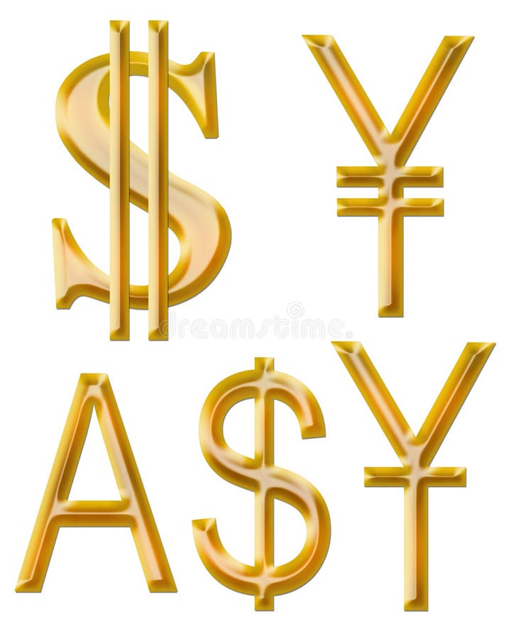 Tecken Av Valutor: Yuan Yen, Australisk Dollar Stock Illustrationer ...