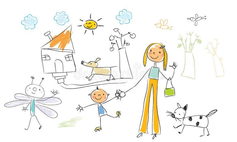 Guling Målat Hus För Barn` S Lik Ett Barn Teckning Av Huset Stock ...