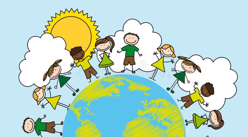Barn som ritar vektor illustrationer. Illustration av fred - 23688013