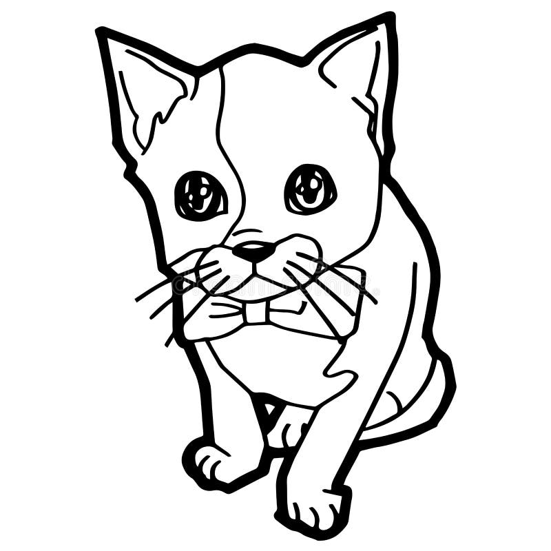 Tecknad Film Cat Coloring Page Vektor Illustrationer - Illustration av ...