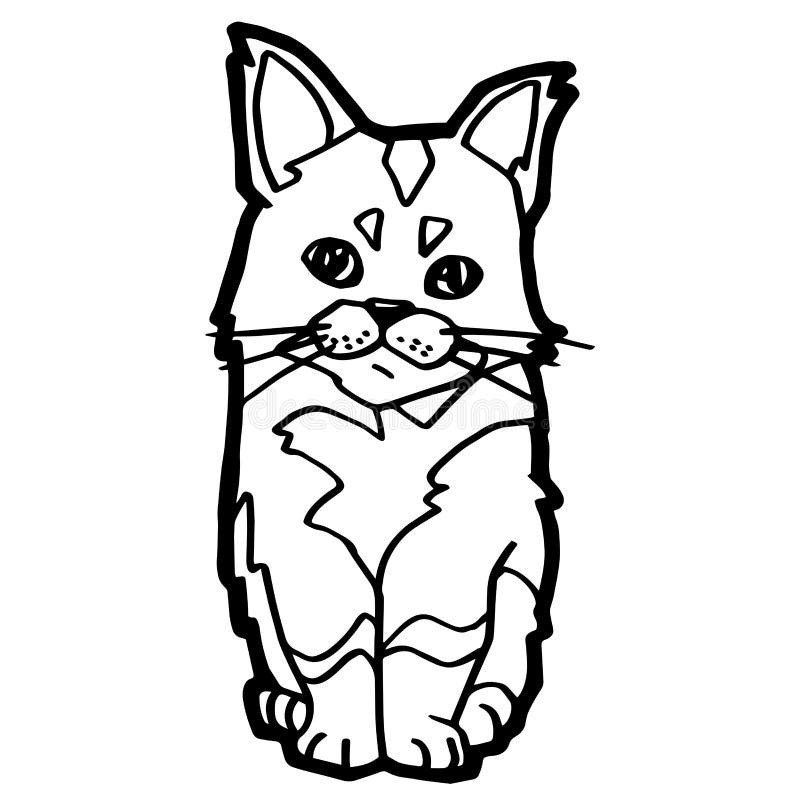 Tecknad Film Cat Coloring Page Vektor Illustrationer - Illustration av ...
