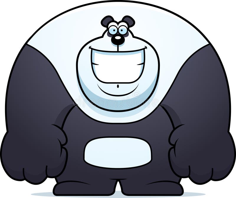 Tecknad film Panda Smiling vektor illustrationer. Illustration av stort ...