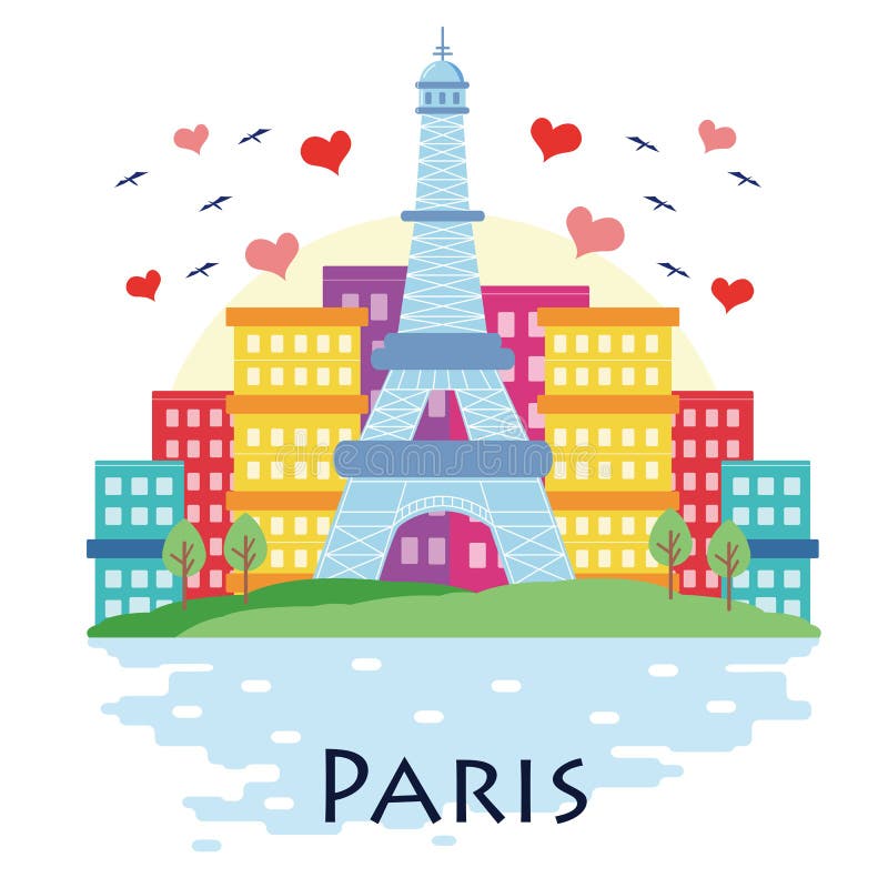 Tecknad film Paris eiffel vektor illustrationer. Illustration av ...