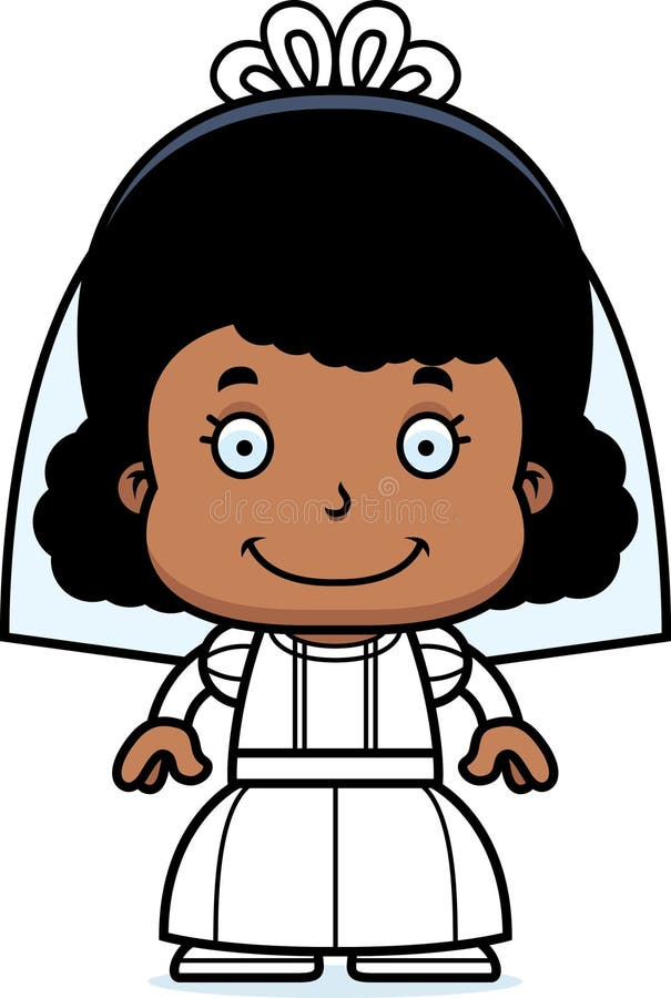 Tecknad Film Som Ler Brudflickan Vektor Illustrationer - Illustration ...