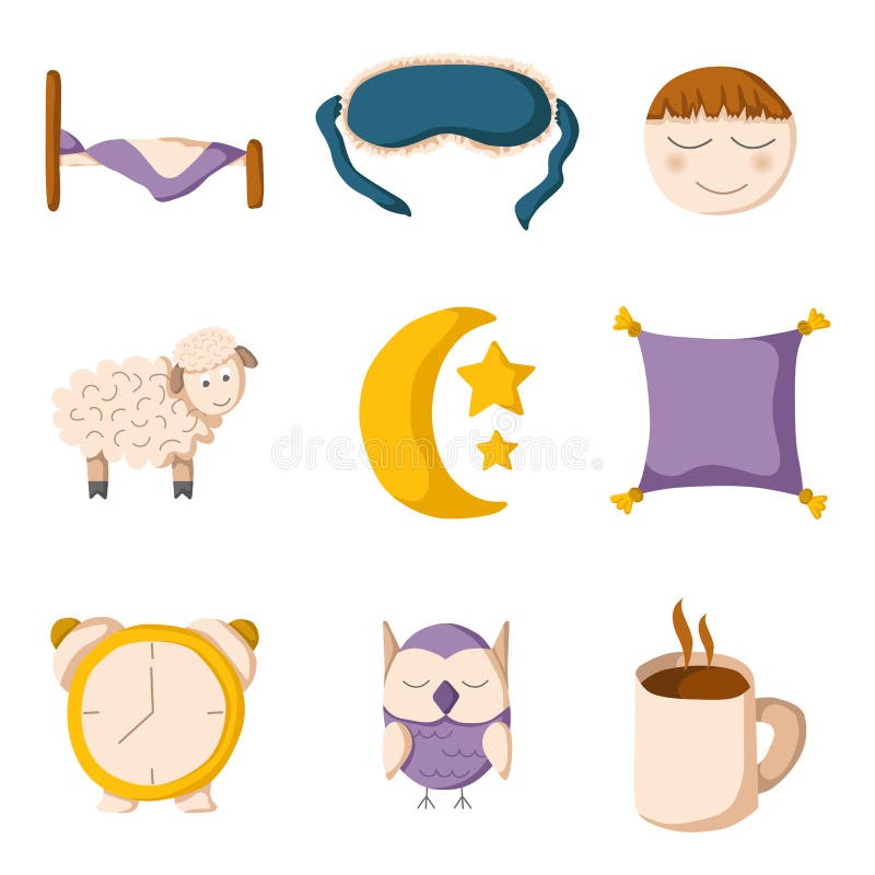 Tecknad Film Som Sover Symboler Vektor Illustrationer - Illustration av ...