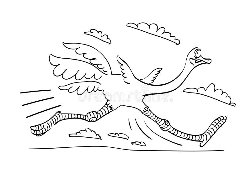 Tecknad Filmbild Av Strutsen Vektor Illustrationer - Illustration av ...