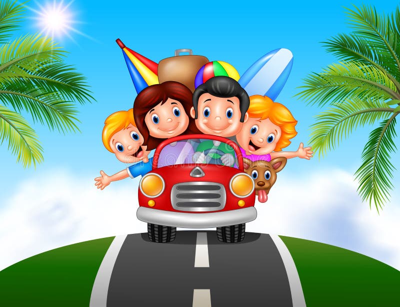 Tecknad filmfamiljsemester vektor illustrationer. Illustration av ...