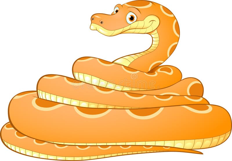 Tecknad Filmillustration Av En Gul Orm Vektor Illustrationer ...
