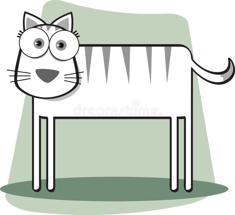 Svartvit Katt För Tecknad Film Vektor Illustrationer - Illustration av ...