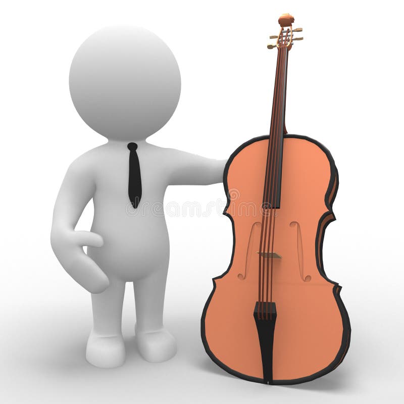 Tecknad Filmman Med Violoncellen Stock Illustrationer - Illustration av ...