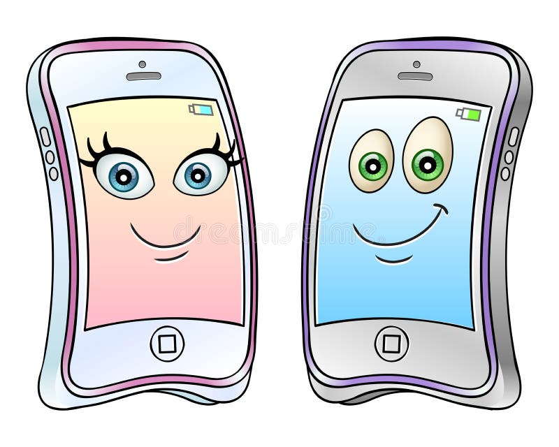 Tecknad filmmobiltelefoner vektor illustrationer. Illustration av ...