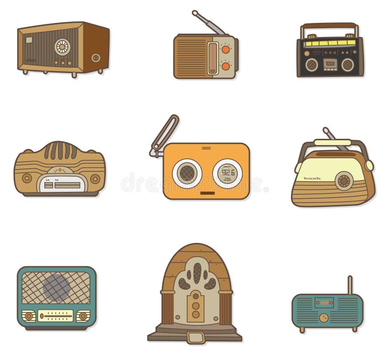 Tecknad filmradio vektor illustrationer. Illustration av multimedior ...