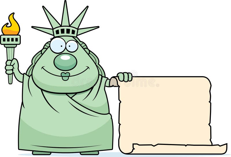 Tecknad Filmstaty Av Liberty Sign Vektor Illustrationer - Illustration ...