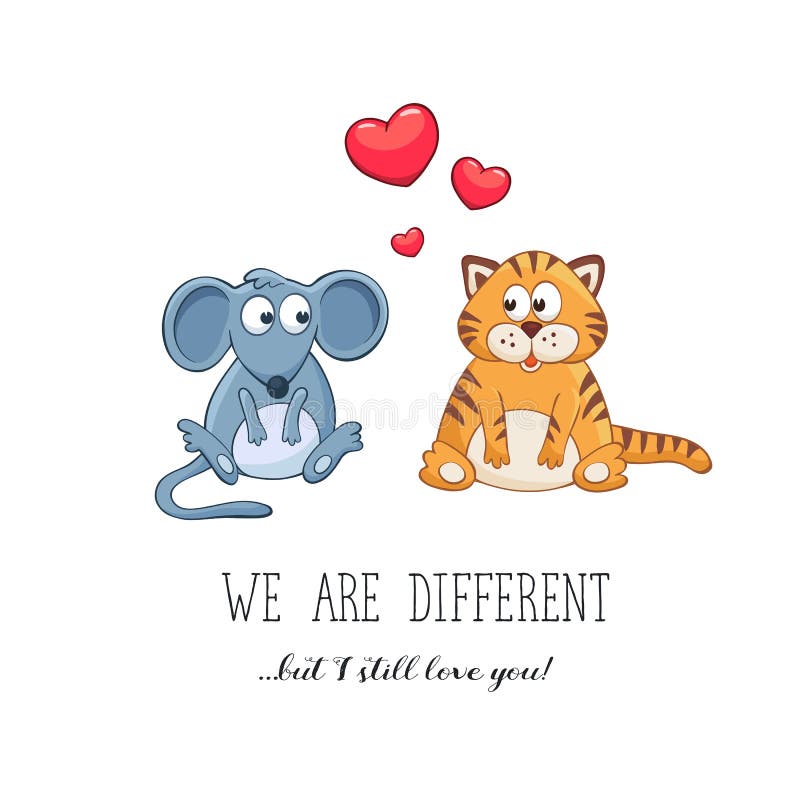 Tecknad filmvalentinkort vektor illustrationer. Illustration av gulligt ...