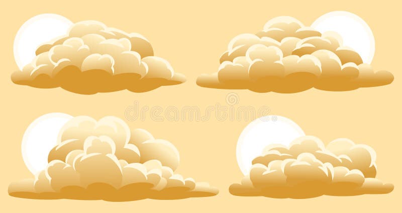 Tecknade moln vektor illustrationer. Illustration av väder - 203560602
