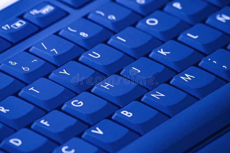 Teclado azul del ordenador imagen de archivo. Imagen de logro - 89352553