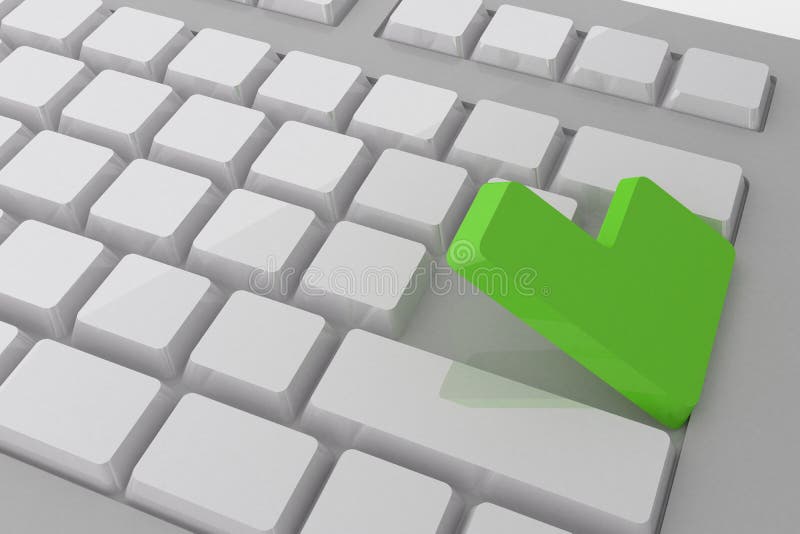 Teclado Blanco Con Llave Verde Stock de ilustración - Ilustración de ...